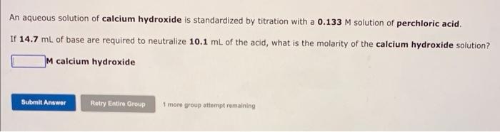 Solved An aqueous solution of calcium hydroxide is | Chegg.com