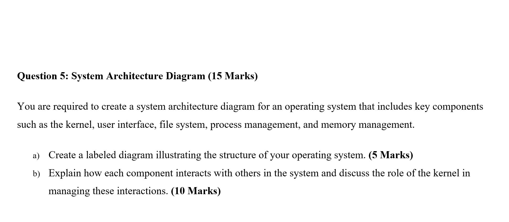 Solved Question 5: System Architecture Diagram (15 ﻿Marks) | Chegg.com