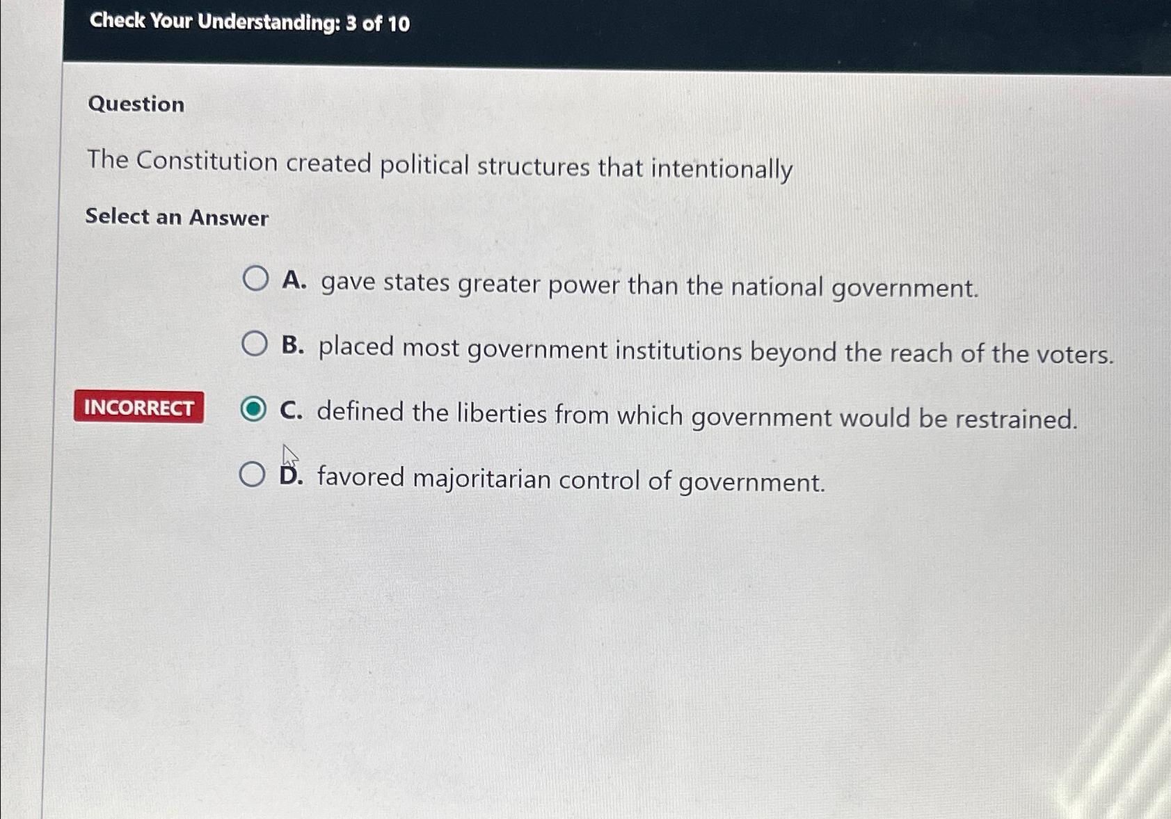 Solved Check Your Understanding: 3 ﻿of 10QuestionThe | Chegg.com