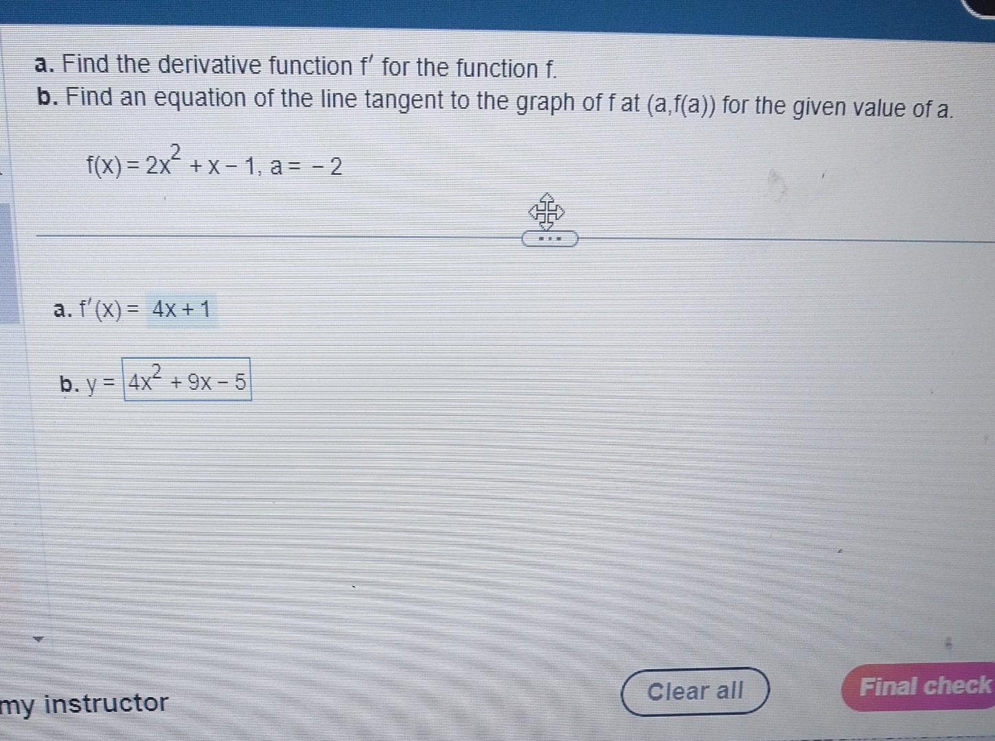 Solved a. Find the derivative function f′ for the function | Chegg.com