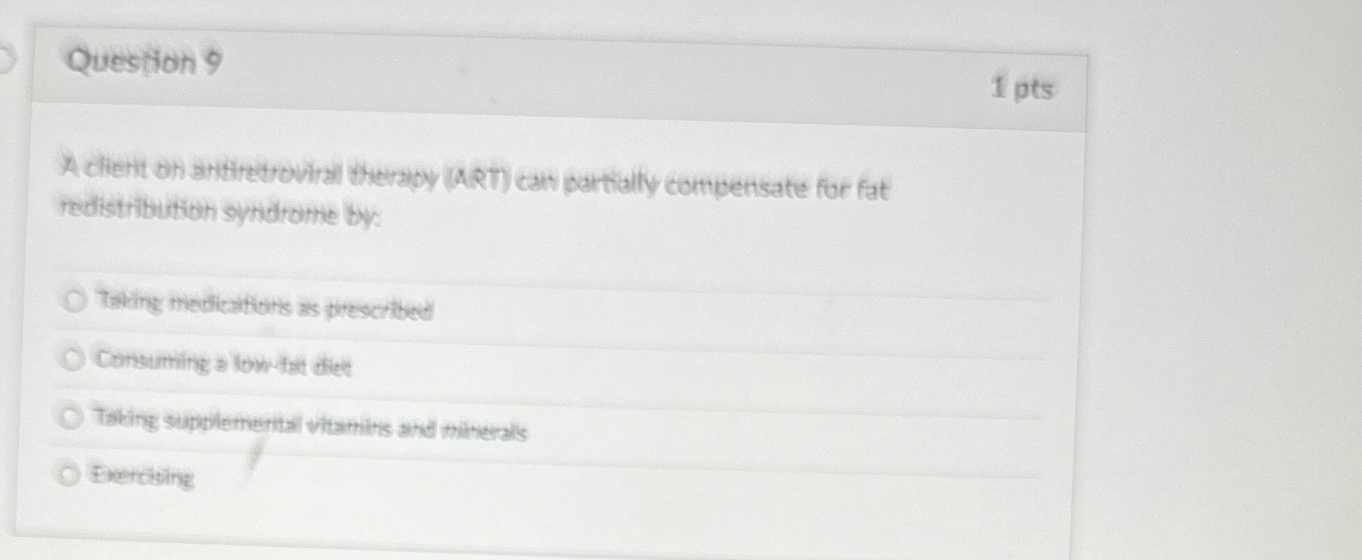 Solved Question 91 ﻿ptsA client on anifiretroviral therapy | Chegg.com