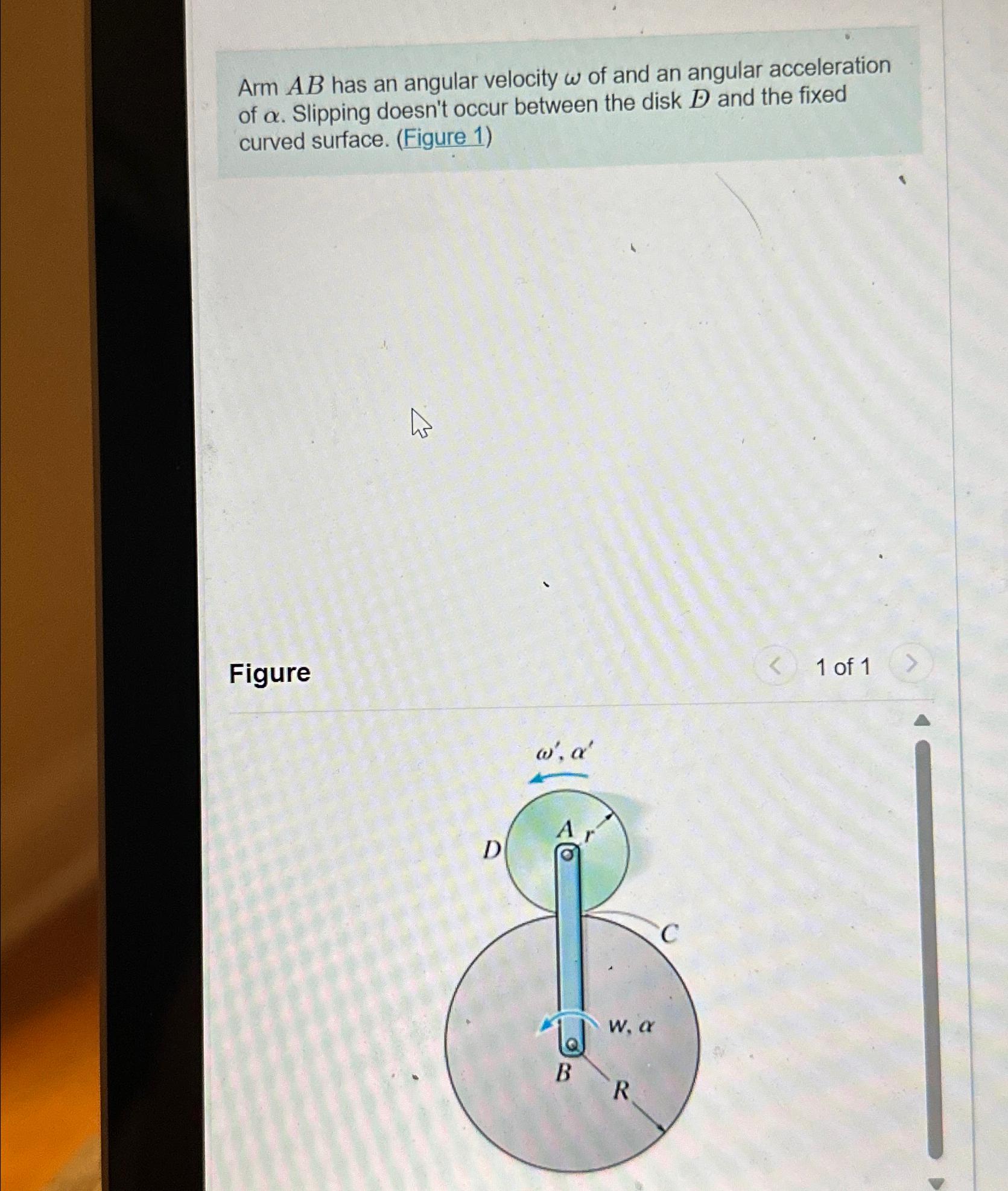 Solved Arm AB has an angular velocity \\\\omega of and an | Chegg.com
