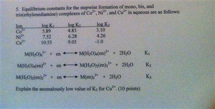 Equilibrium constants for the stepwise formation of | Chegg.com
