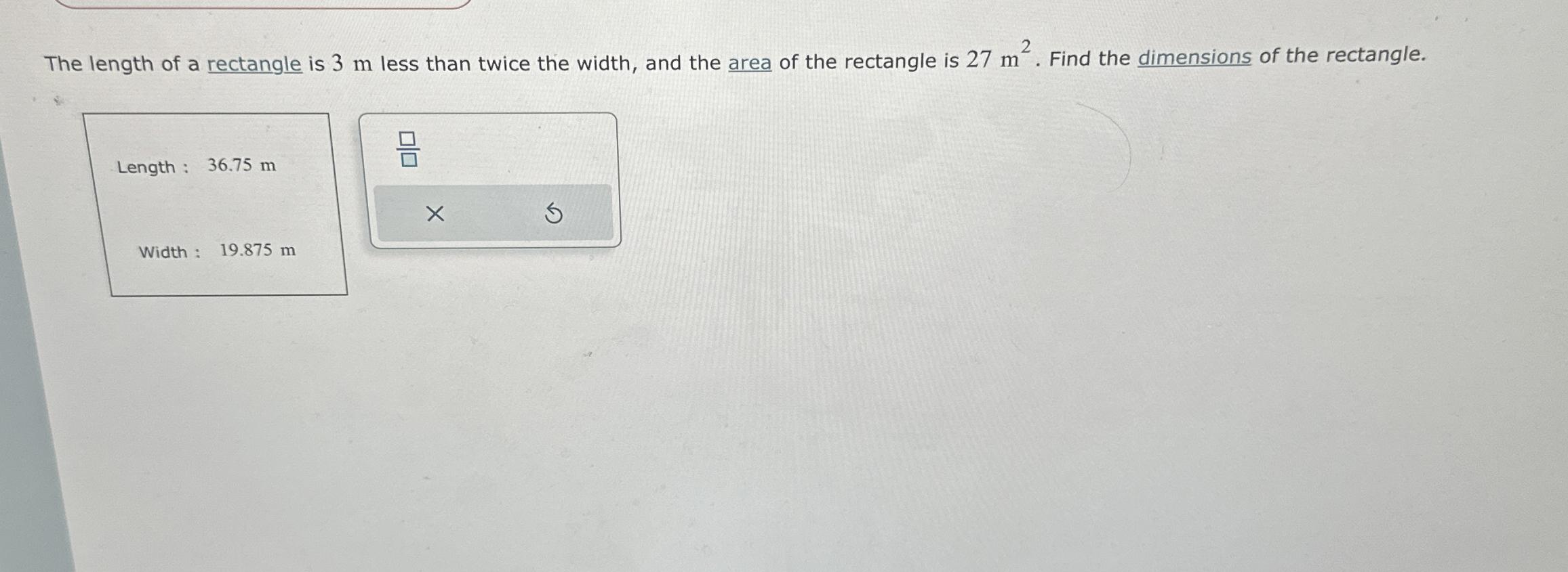 The length of a rectangle is 3 ﻿m less than twice the | Chegg.com