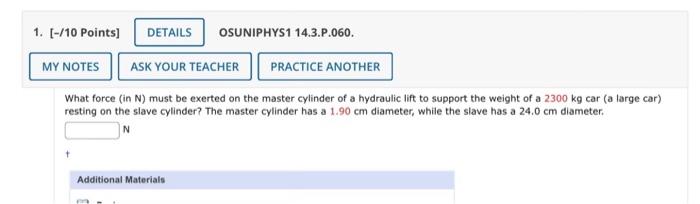 Solved 1. [-/10 Points) DETAILS OSUNIPHYS1 14.3.P.060. MY | Chegg.com Solved 1. [-/10 Points) DETAILS OSUNIPHYS1 14.3.P.060. MY | Chegg.com