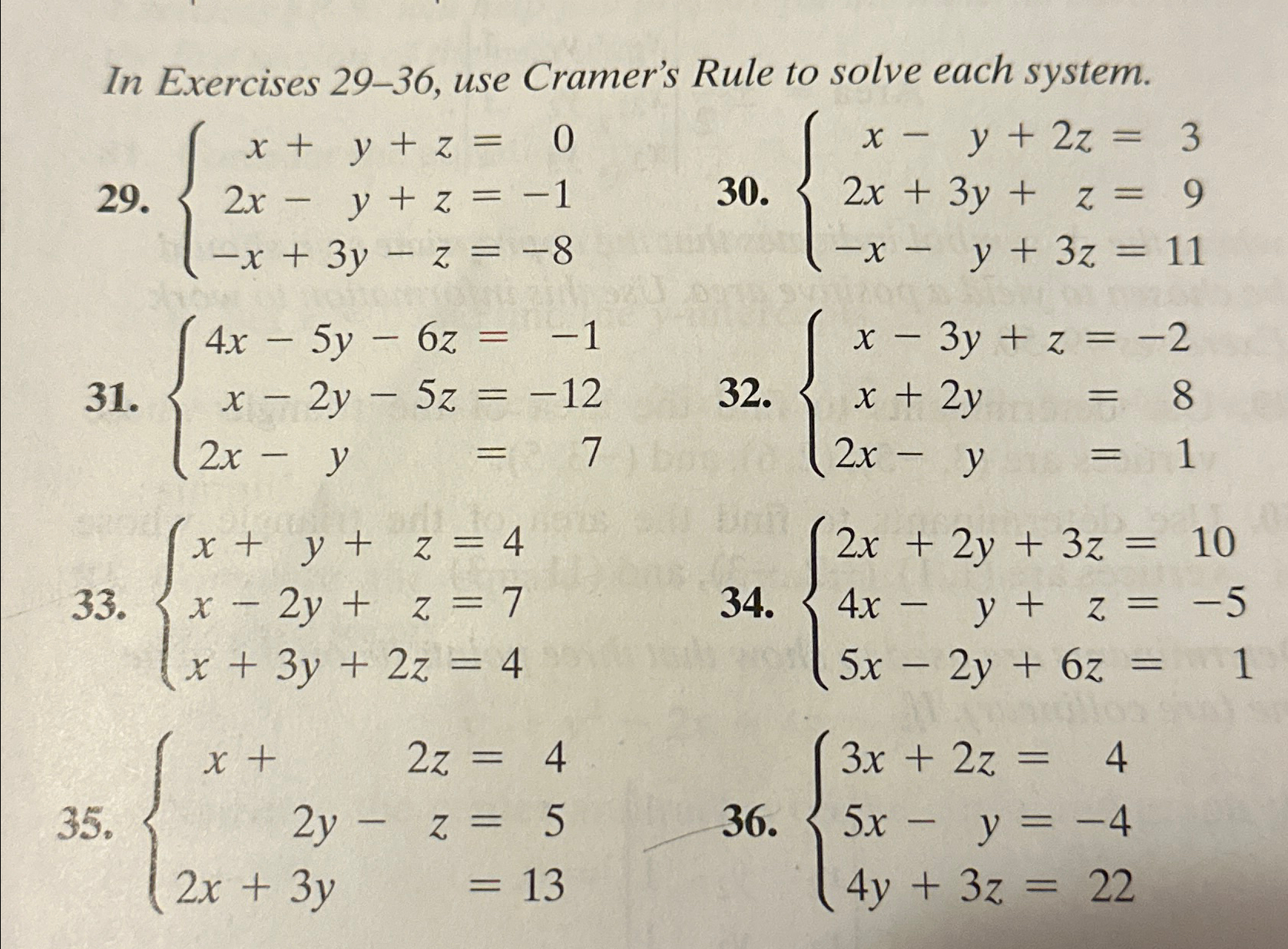 Solved use Cramer's Rule to solve each | Chegg.com