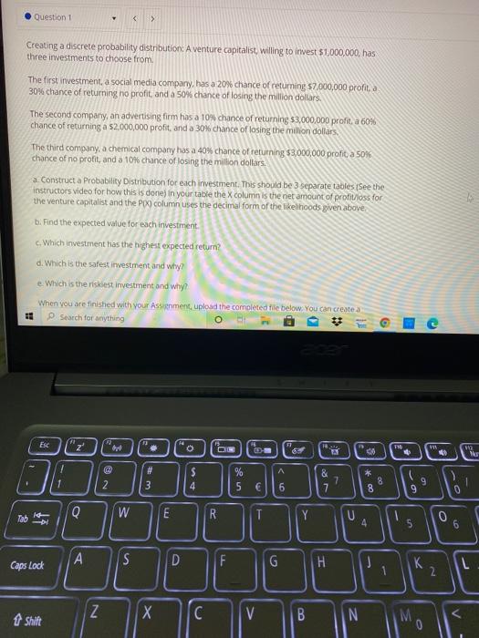Solved Question 1 Creating a discrete probability | Chegg.com