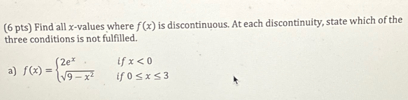 Solved ( 6 ﻿pts) ﻿Find all x-values where f(x) ﻿is | Chegg.com