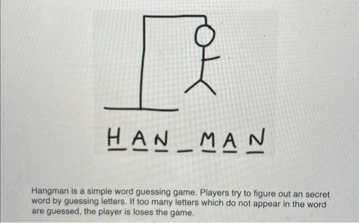 [Solved]: Hangman is a simple word guessing game. Players t