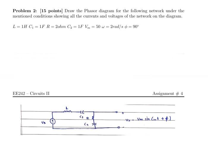 Problem 2: [15 points] Draw the Phasor diagram for | Chegg.com
