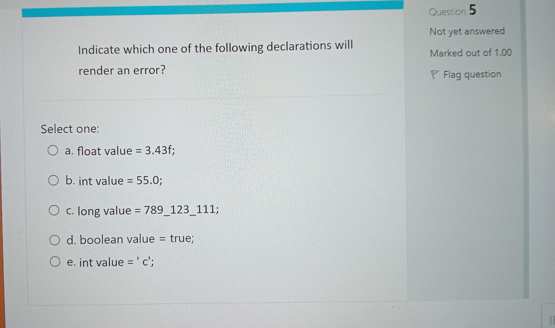 Solved Indicate which one of the following declarations will | Chegg.com