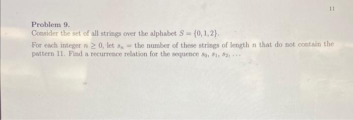 Solved Problem 9. Consider the set of all strings over the | Chegg.com