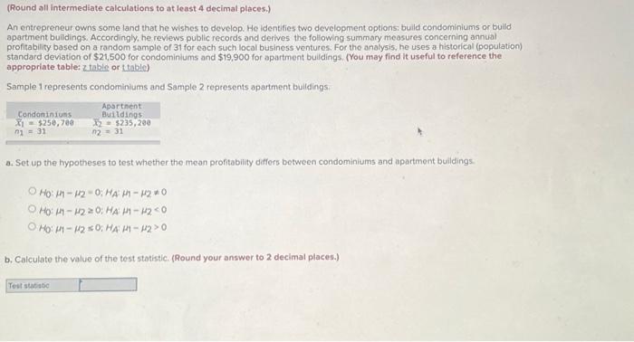 Solved (Round oll intermediate calculations to at least 4 | Chegg.com