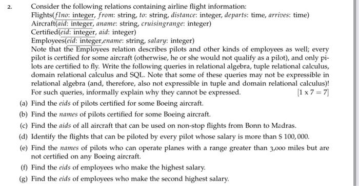 Solved 2. Consider the following relations containing | Chegg.com