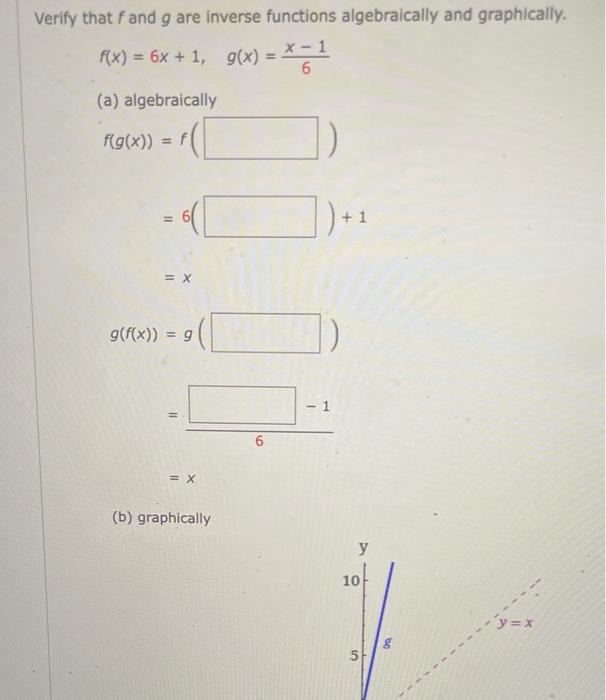Solved Verify that f and g are inverse functions | Chegg.com