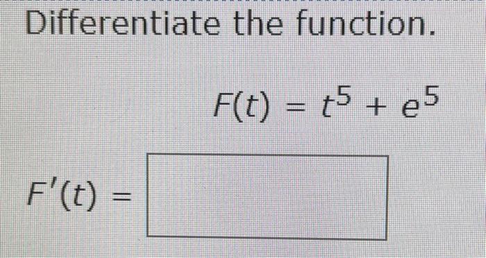 Solved Differentiate the function. f(x) = x74 - x + 9 f'(x) | Chegg.com Solved Differentiate the function. f(x) = x74 - x + 9 f'(x) | Chegg.com