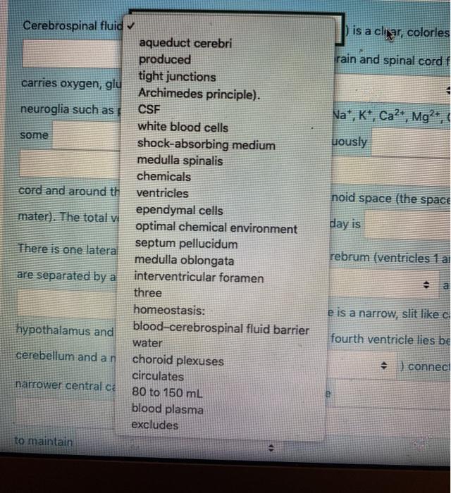 Solved Cerebrospinal fluid 1 is a clear, colorless liquid | Chegg.com