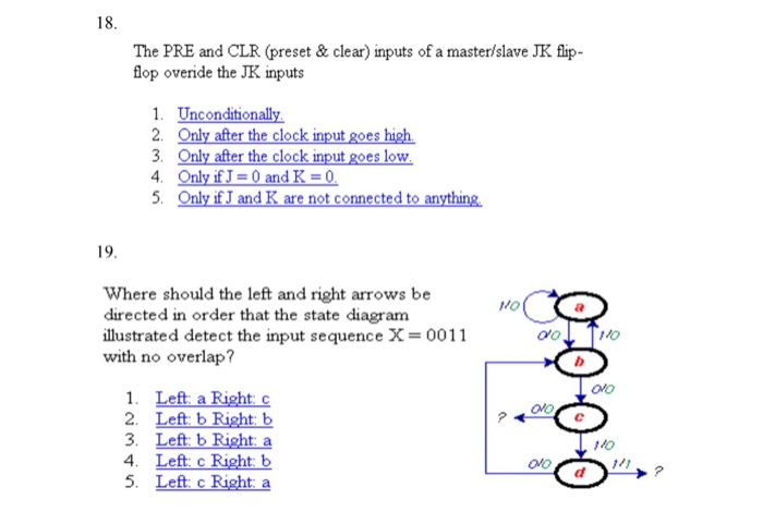 Solved 18 The PRE and CLR (preset & clear) inputs of a | Chegg.com
