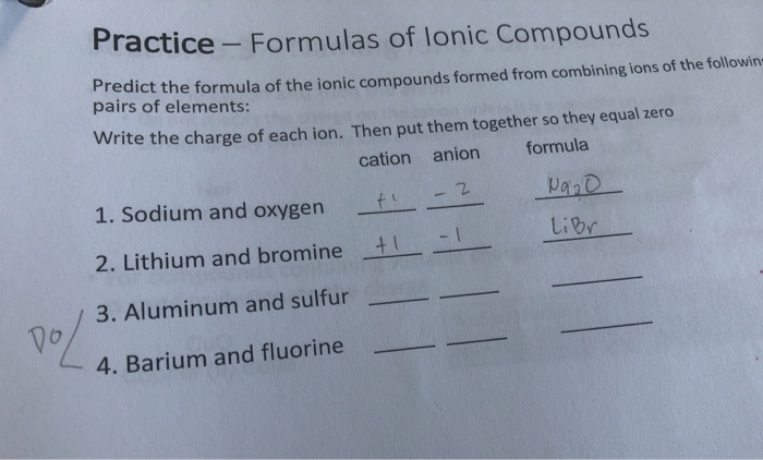 Solved Practice - Formulas of lonic Compounds dict the | Chegg.com Solved Practice - Formulas of lonic Compounds dict the | Chegg.com