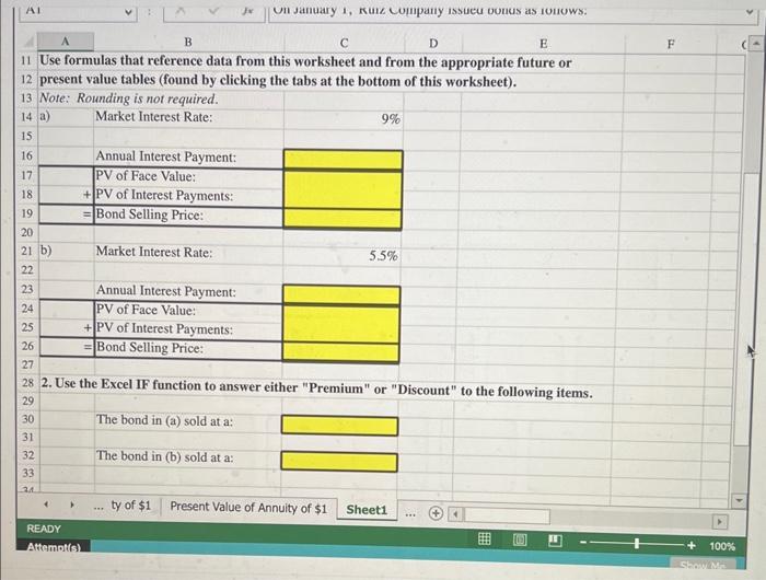 Solved Bond Pricing using Present Value Tables using Excel's | Chegg.com