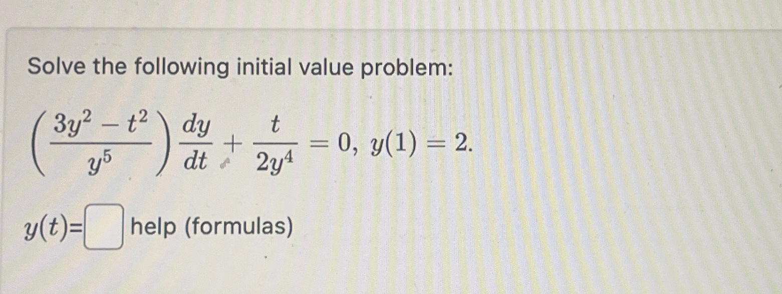 Solved Solve the following initial value | Chegg.com