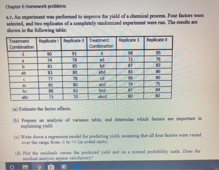 Chapter 6 Homework problems 6.7. An experiment was | Chegg.com