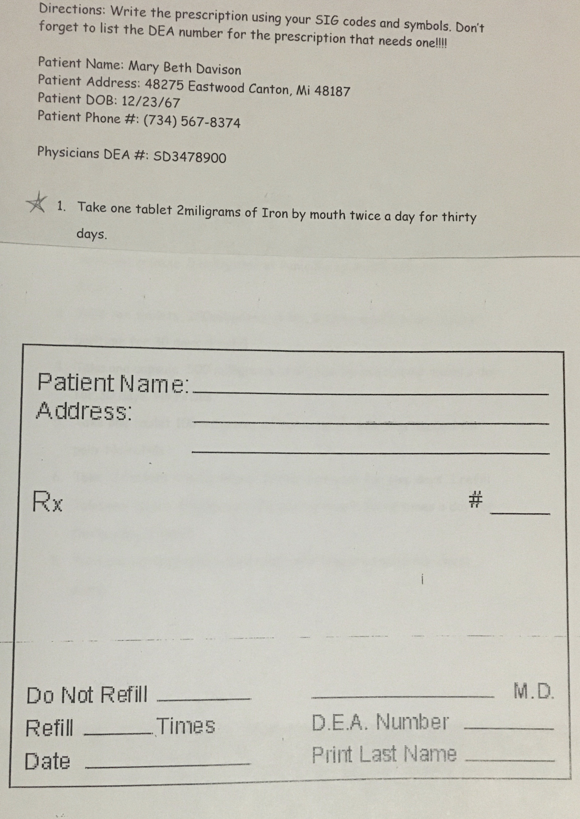 Solved Directions: Write the prescription using your SIG | Chegg.com