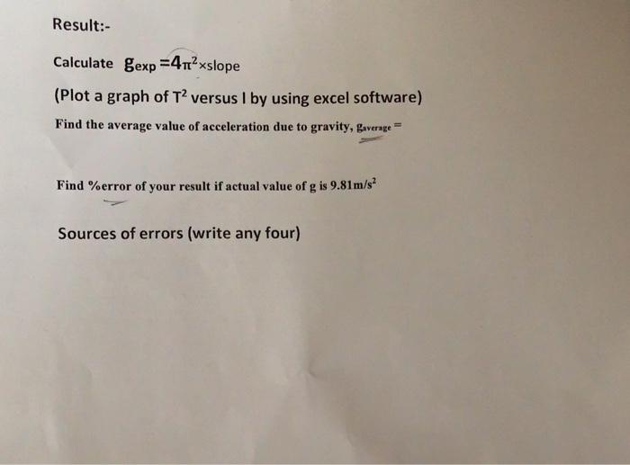 Solved Experiment 4 -Simple Pendulum experiment Objectives:- | Chegg.com