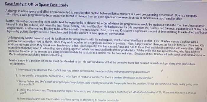 Case Study 2: Office Space Case Study A change in | Chegg.com