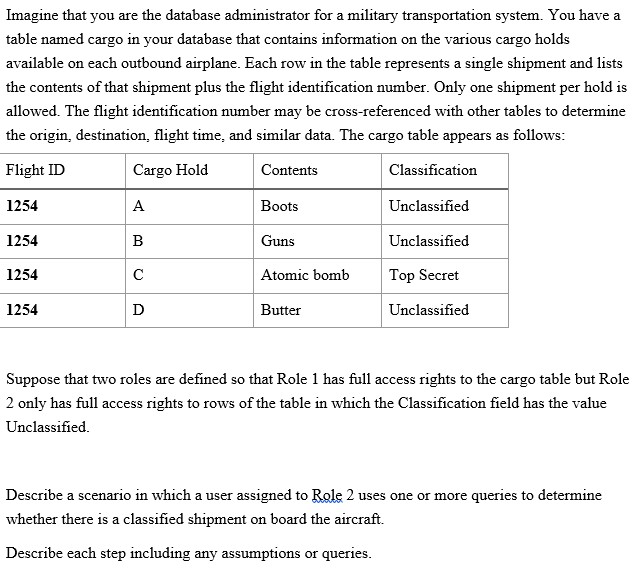 Solved Describe each step, assumption, and query.Ensure that | Chegg.com