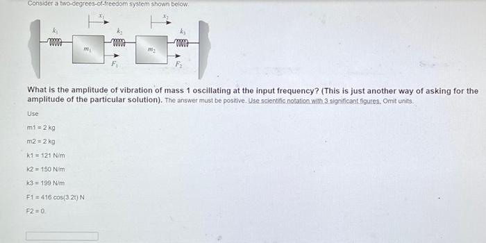 Solved What is the amplitude of vibration of mass 1 | Chegg.com