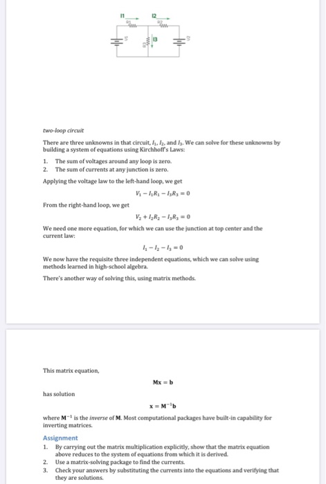 Solved Solving systems of linear equations: resistor | Chegg.com