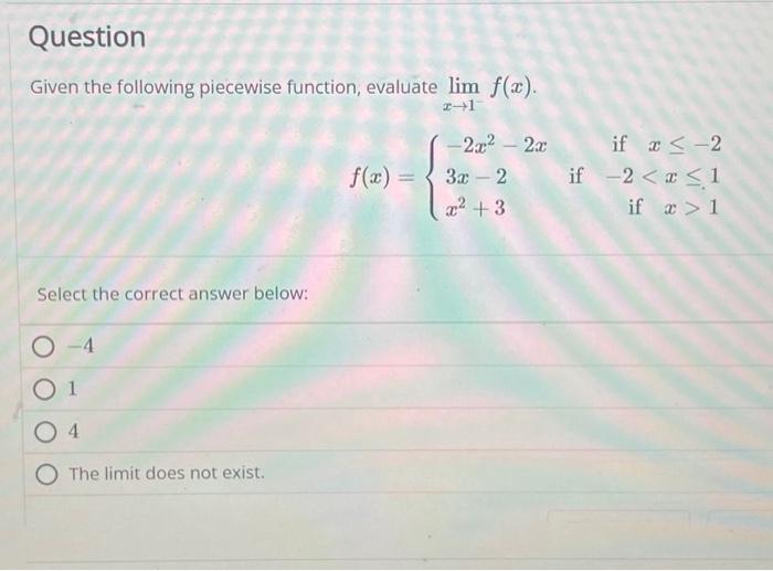 Solved Question Given the following piecewise function, | Chegg.com