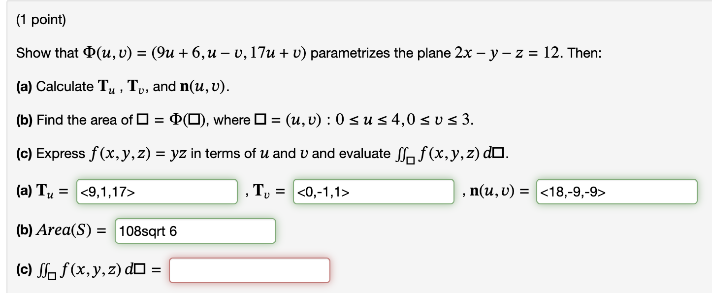 Solved Solve.(c) ∬ f(x,y,z)d = | Chegg.com