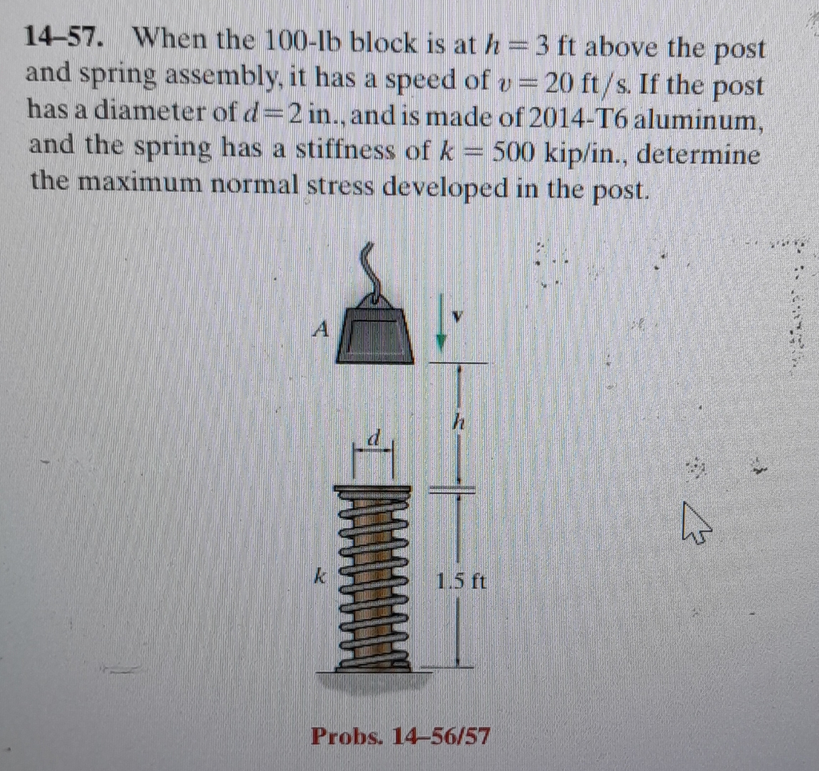 Solved 14-57. ﻿When the 100-lb ﻿block is at h=3ft ﻿above the | Chegg.com