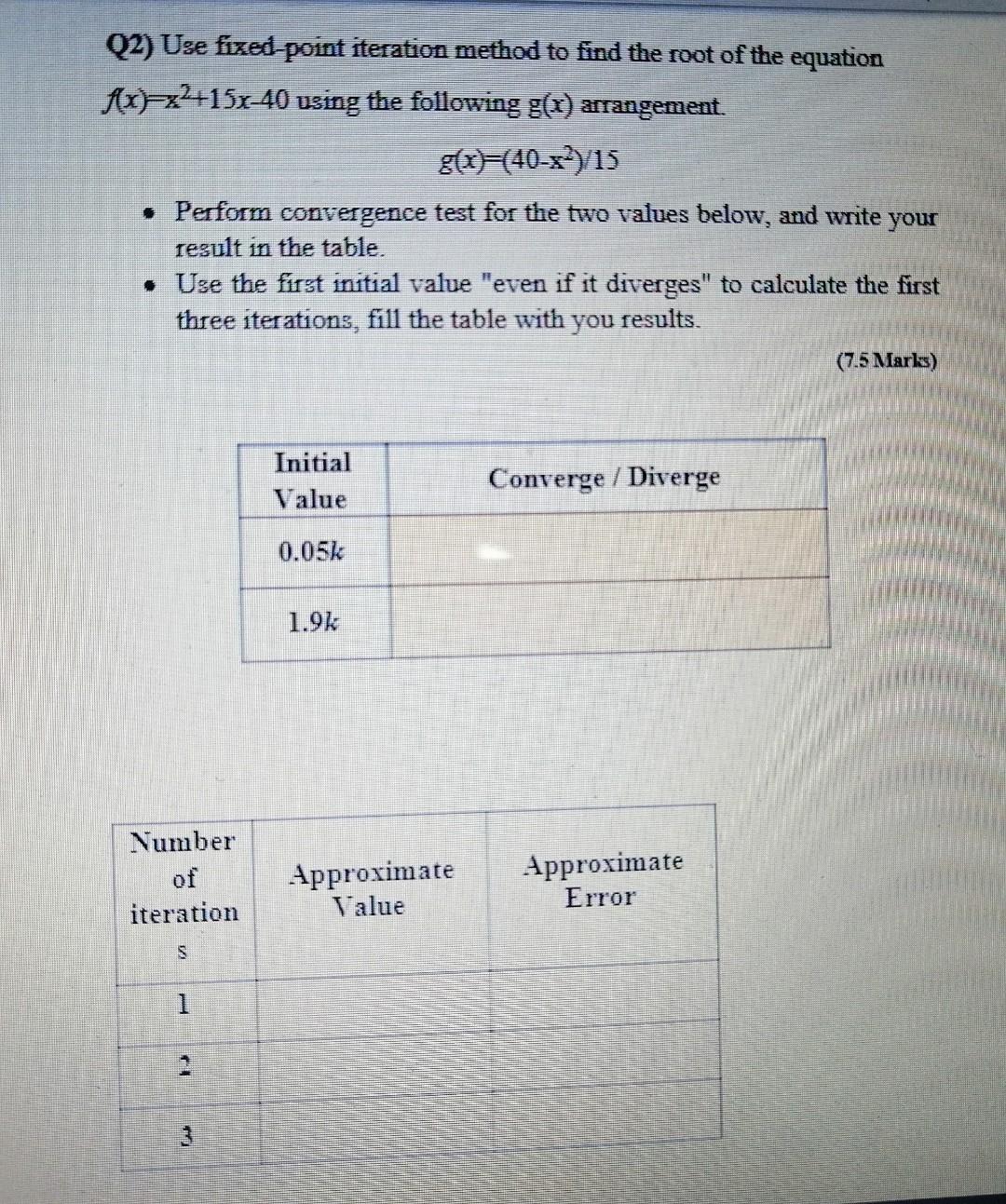 Solved Q2) Use fized-point iteration method to find the root | Chegg.com