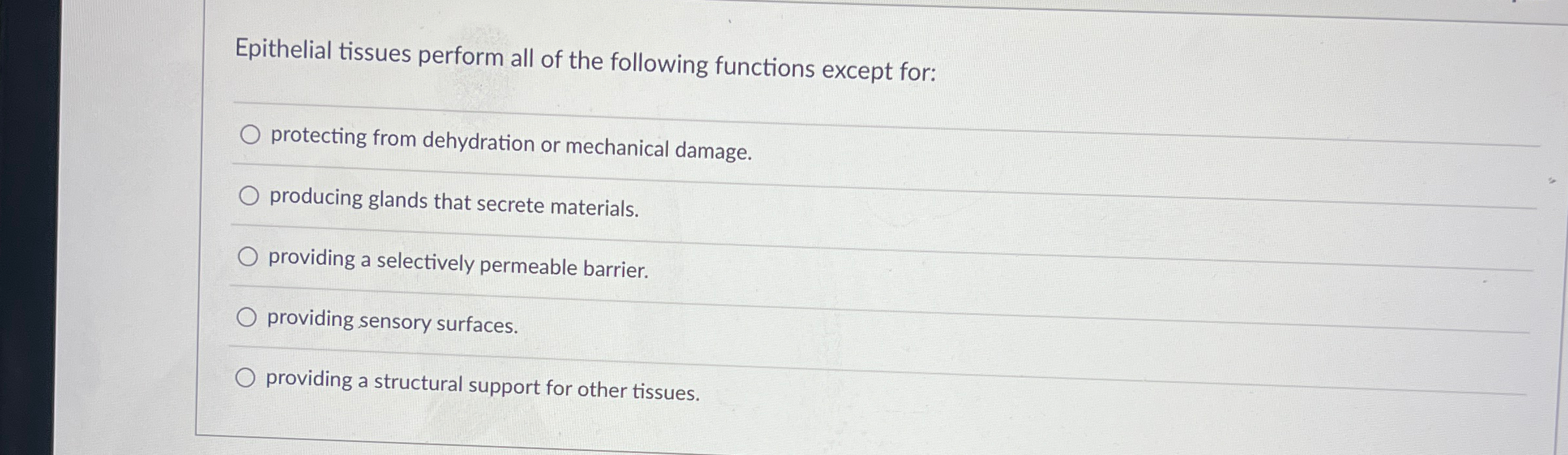 Solved Epithelial tissues perform all of the following | Chegg.com