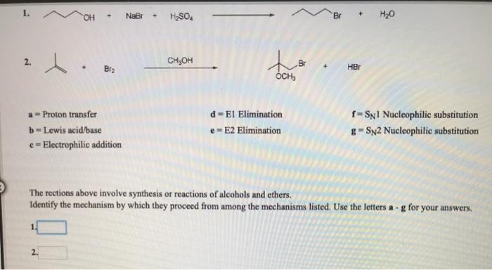 Solved + OH NaBr - H2SO4 Br H₂O CH OH + Br2 Br OCH HBr a = | Chegg.com