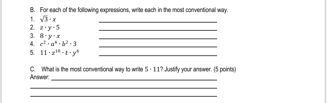 Solved B. For each of the following expressions, write each | Chegg.com