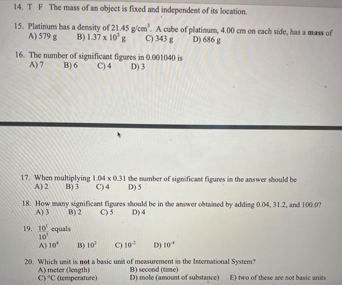 Solved 13. the SI unit liter most closely resembles the | Chegg.com