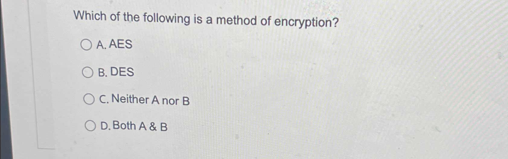 Solved Which of the following is a method of encryption?A. | Chegg.com