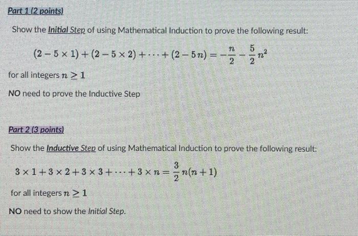 Solved Show the Initial Step of using Mathematical Induction | Chegg.com