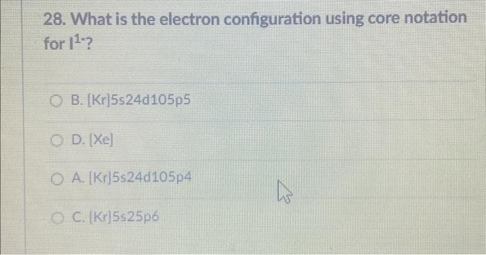 28. What is the electron configuration using core | Chegg.com