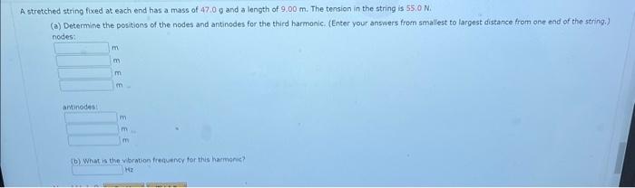 Solved A stretched string fixed at each end has a mass of | Chegg.com