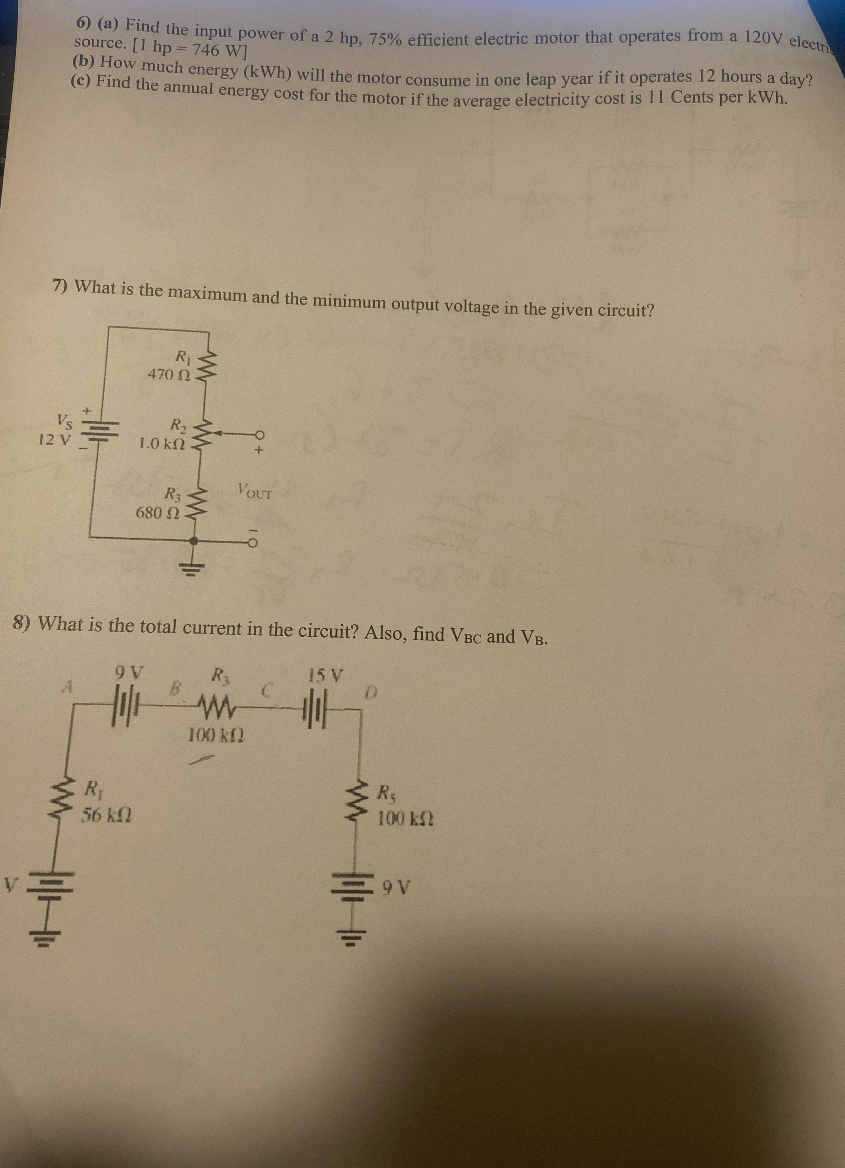 Solved (a) ﻿Find the input power of a 2hp,75% ﻿efficient | Chegg.com