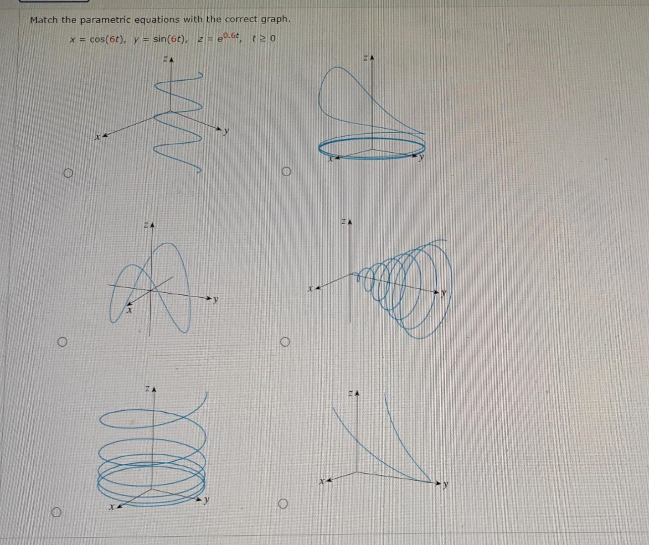 Solved Match the parametric equations with the correct | Chegg.com