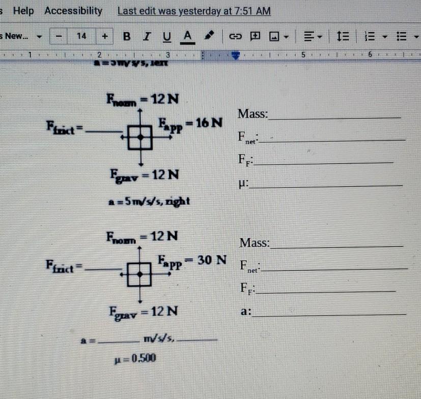 Solved FGRAV= M * G FNET= M * A Equation to find the | Chegg.com