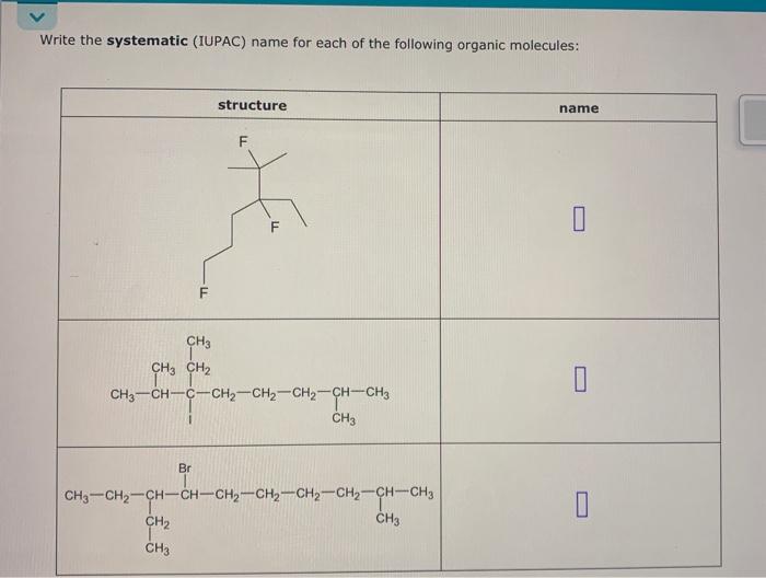 Solved Write the systematic (IUPAC) name for each of the | Chegg.com