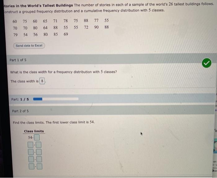 Solved tories in the World's Tallest Buildings The number of | Chegg.com