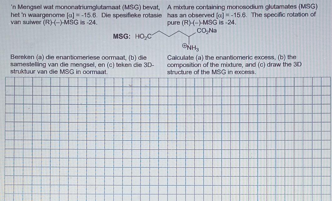 Solved 'n Mengsel wat mononatriumglutamaat (MSG) bevat, A | Chegg.com
